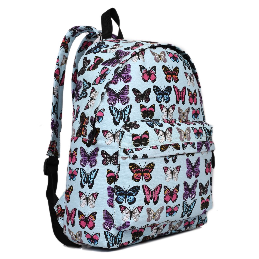 E1401B - Miss Lulu Large Backpack Butterfly Blue