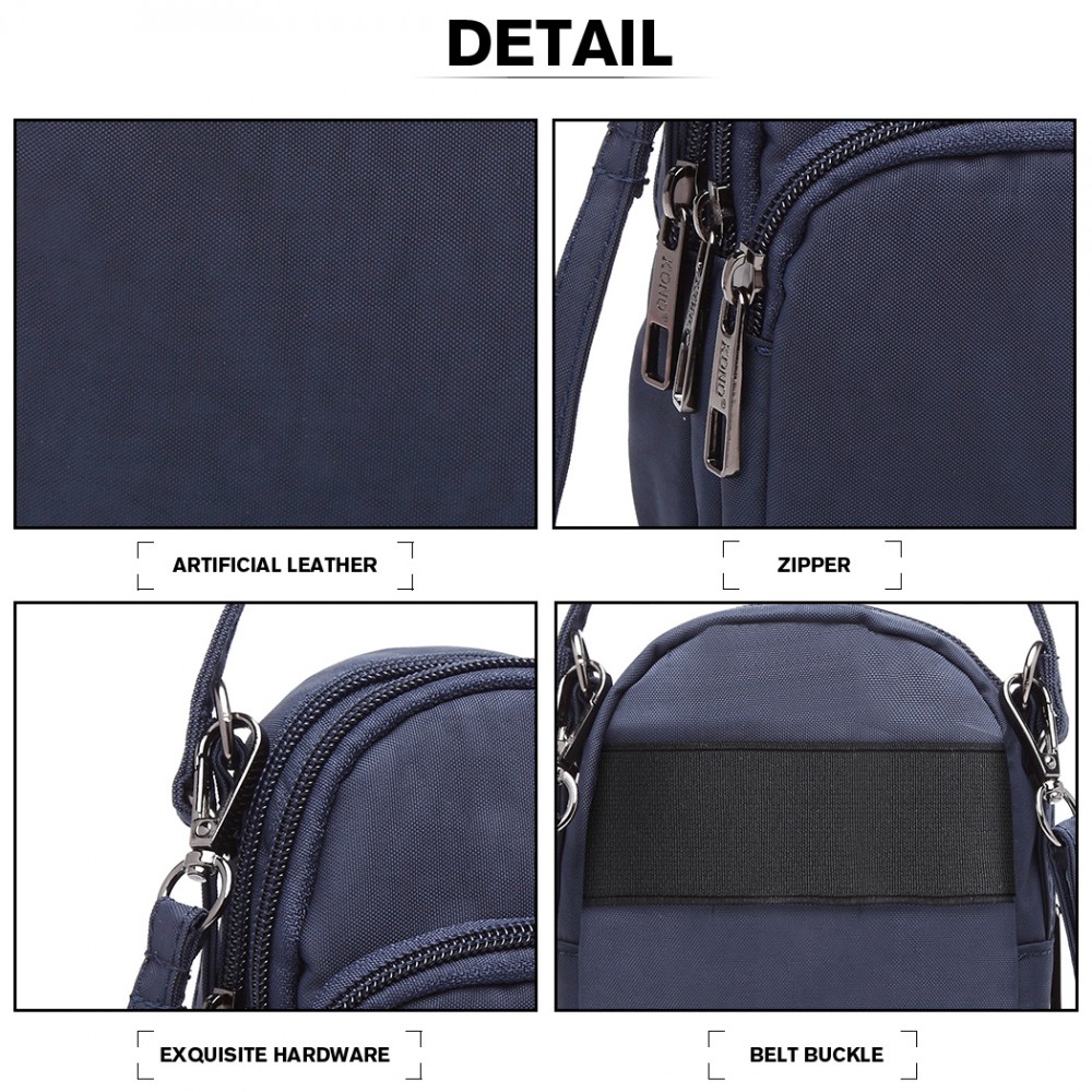 E6901 - Kono Compact Multi Compartment Cross Body Bag - Navy Blue