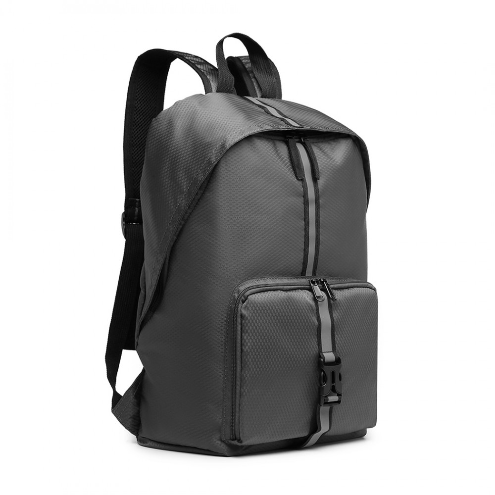 E6906 - Kono Lightweight Water Resistant Foldable Backpack - Grey