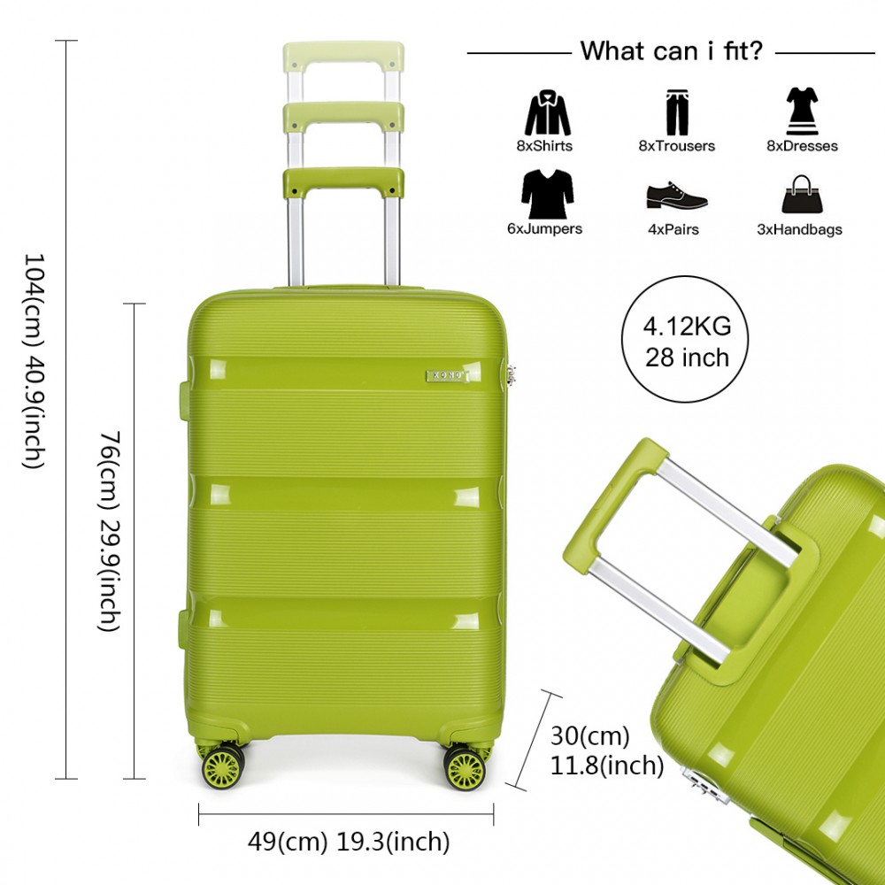 K2092L - Kono 28 Inch Bright Hard Shell PP Suitcase - Classic ...