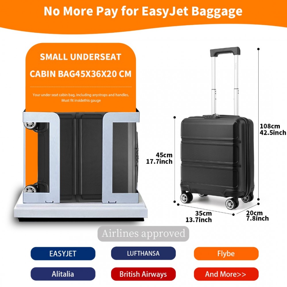 K1871-1L - Kono ABS 16 Inch Sculpted Horizontal Design Cabin Luggage ...