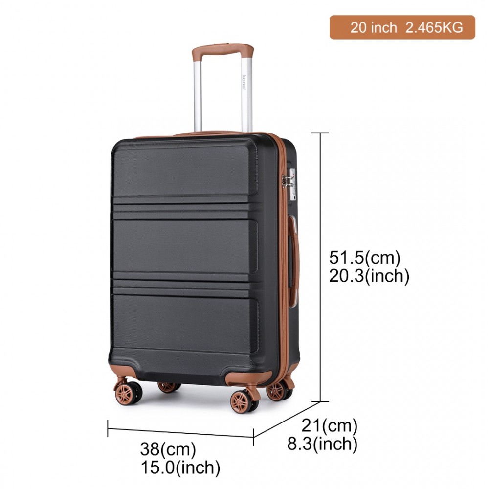 K1871-1L - Kono ABS 20 Inch Sculpted Horizontal Design Cabin Luggage ...