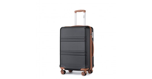 K1871-1L - Kono ABS 24 Inch Sculpted Horizontal Design Suitcase - Black ...