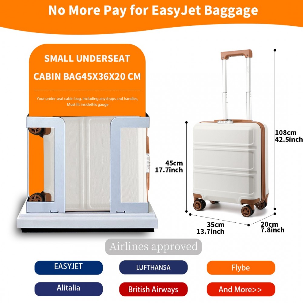 K1871-1L - Kono ABS 16 Inch Sculpted Horizontal Design Cabin Luggage ...