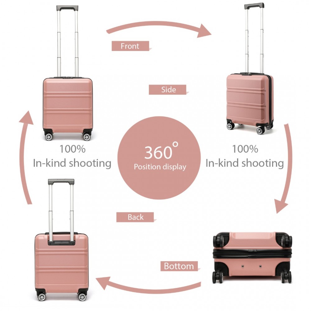 K1871-1L - Kono ABS 16 Inch Sculpted Horizontal Design Cabin Luggage - Nude