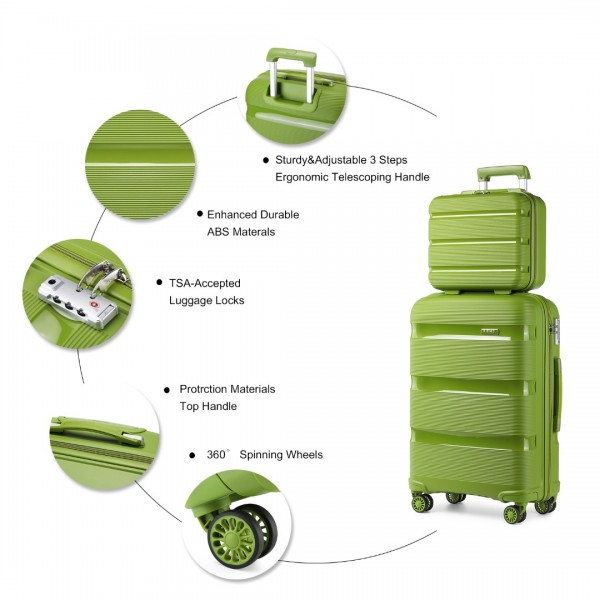 K2092L - Kono Bright Hard Shell PP Suitcase With TSA Lock And Vanity Case 4 Pieces Set - Classic ...