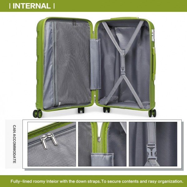 K2092L - Kono Bright Hard Shell PP Suitcase With TSA Lock And Vanity Case 4 Pieces Set - Classic ...