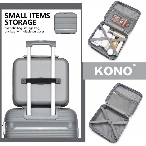 K2092L - Kono Bright Hard Shell PP Suitcase With TSA Lock And Vanity Case 4 Pieces Set - Classic ...