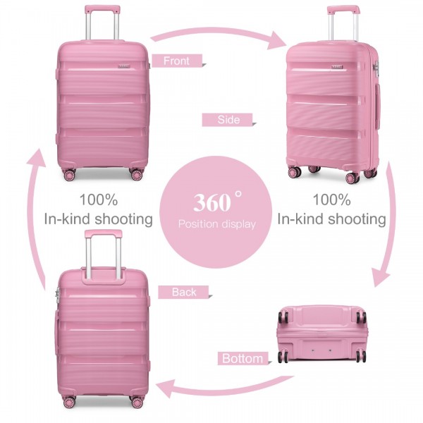 K2092L - Kono Bright Hard Shell PP Suitcase With TSA Lock And Vanity Case 4 Pieces Set - Classic ...