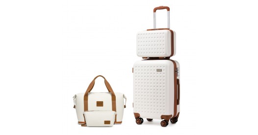 K2394L+EA2212 - Kono 20 Inch ABS Carry On Cabin Suitcase 4 Piece Travel ...