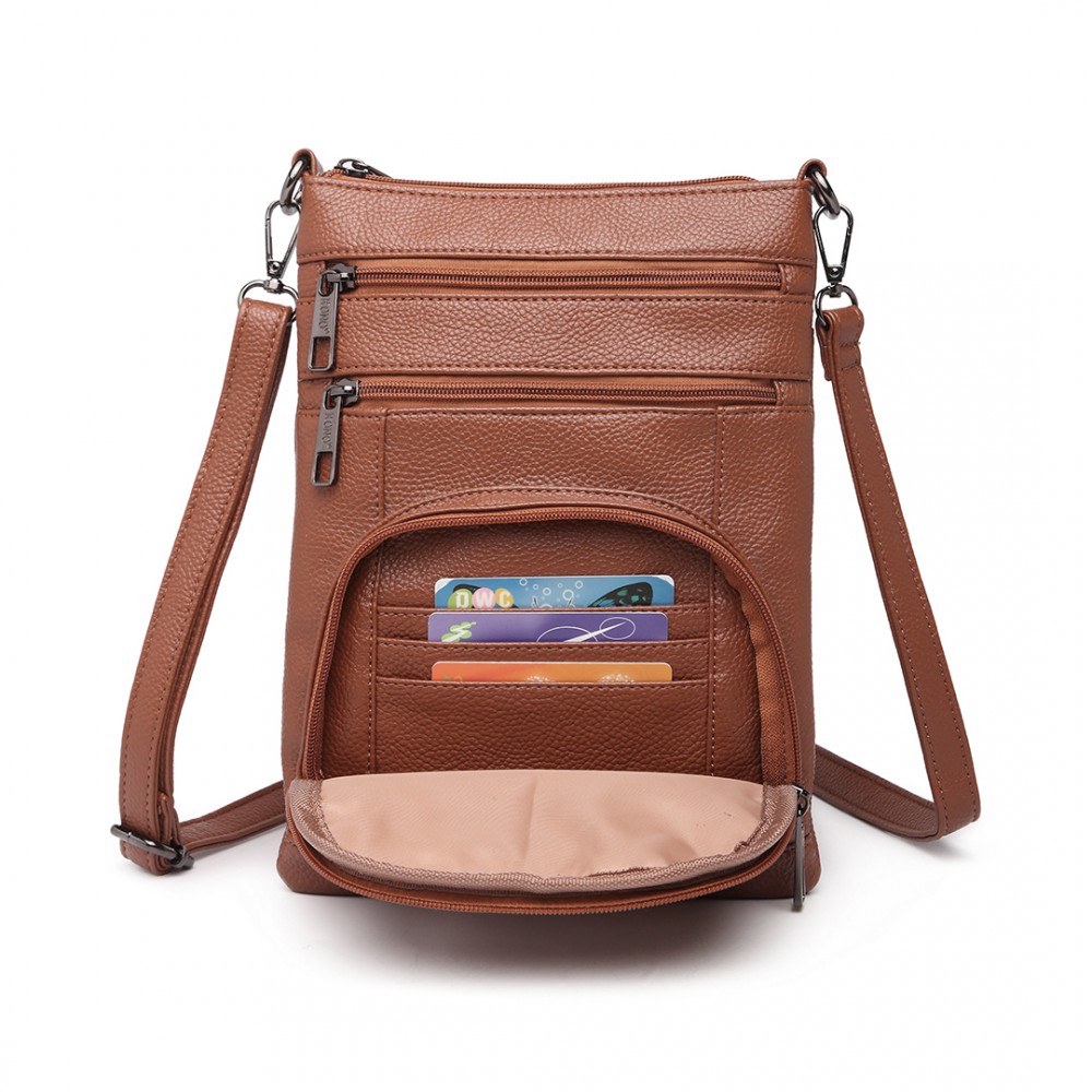 LB6927 - Miss Lulu Multi Pocket Leather Look RFID-Blocking Cross Body ...