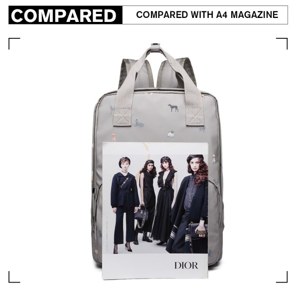 LG1928 - MISS LULU 'DOGS IN JUMPERS' PRINT LAPTOP BACKPACK - GREY
