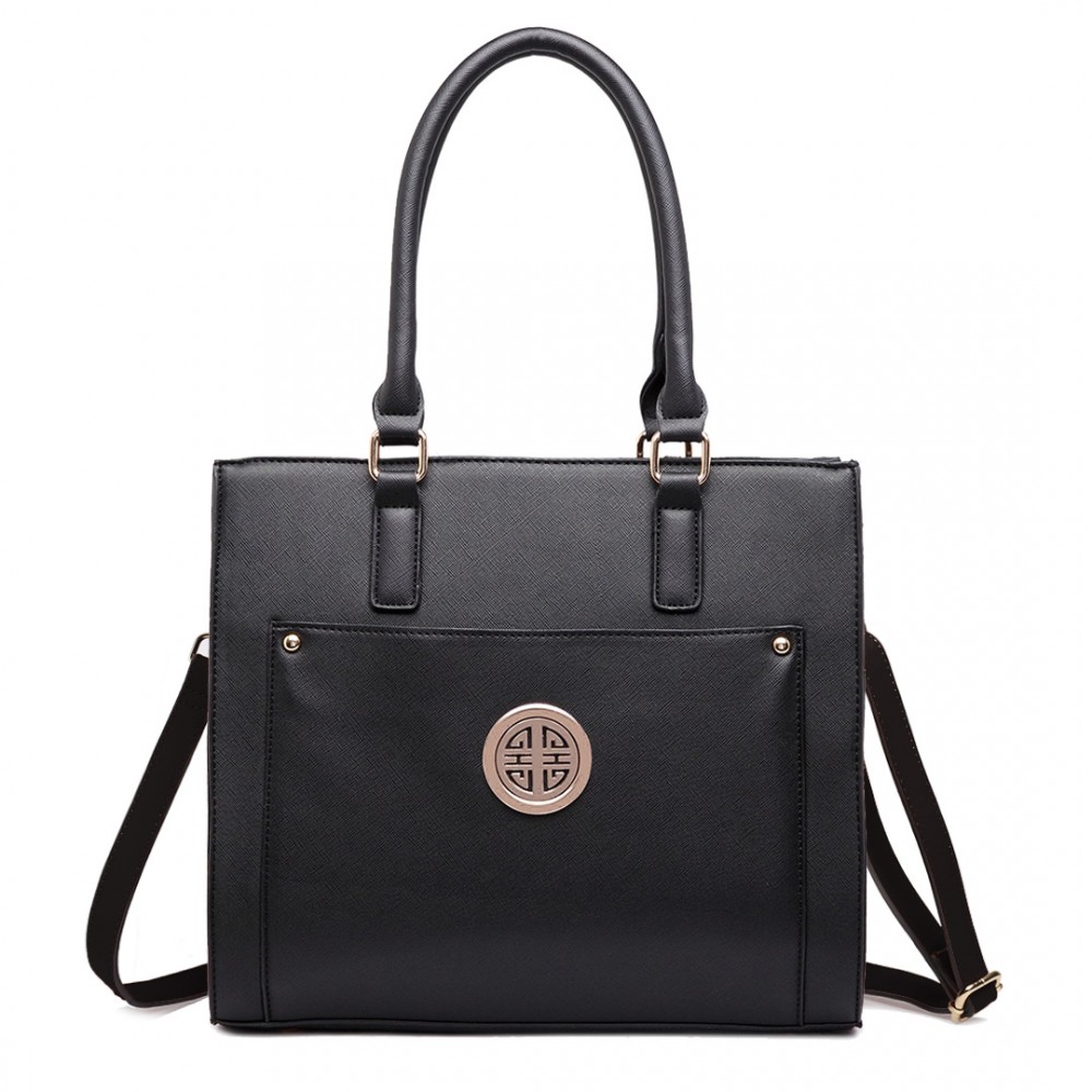 LT1650 - Miss Lulu Textured Leather Look Square Pocket Shoulder Handbag ...