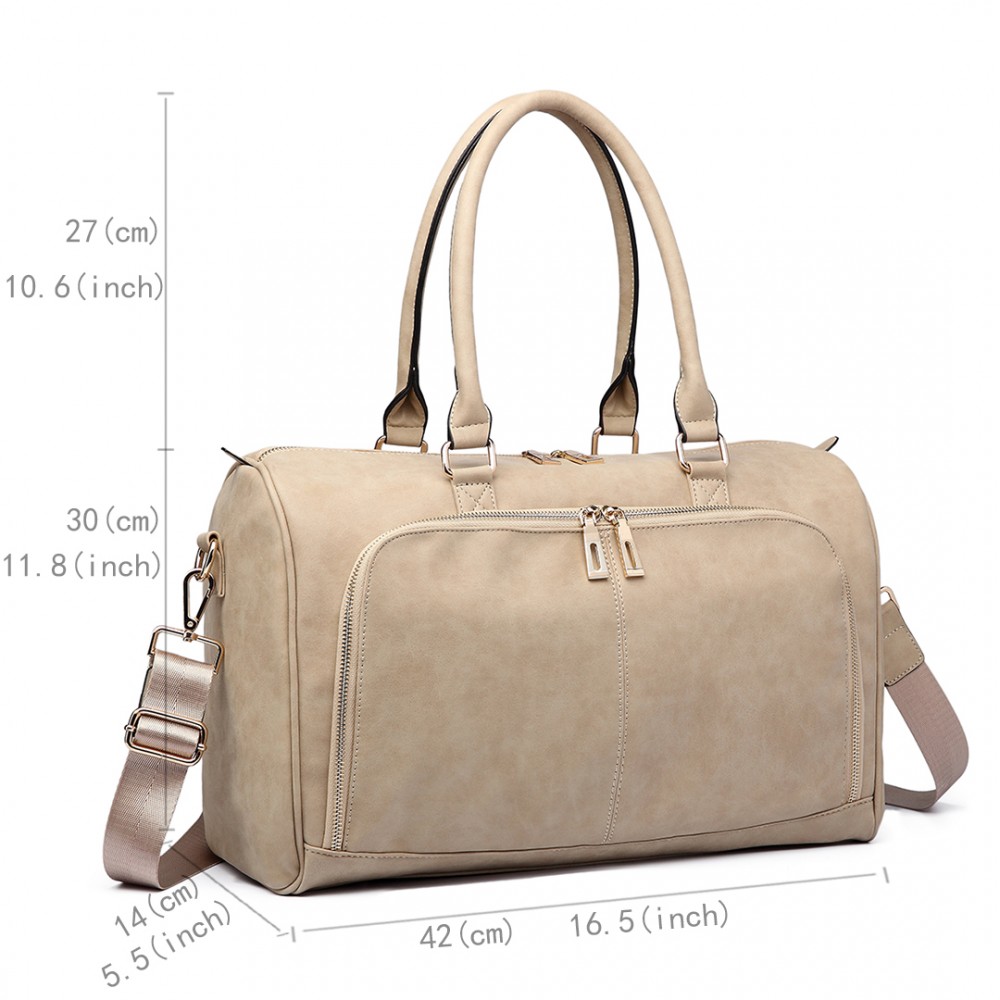 LT6638 - Miss Lulu Leather Look Maternity Changing Shoulder Bag Beige